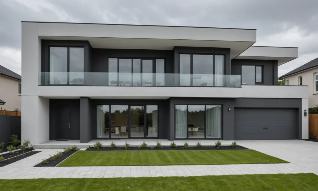 Façade grise et anthracite fenêtres, alliance chic et moderne